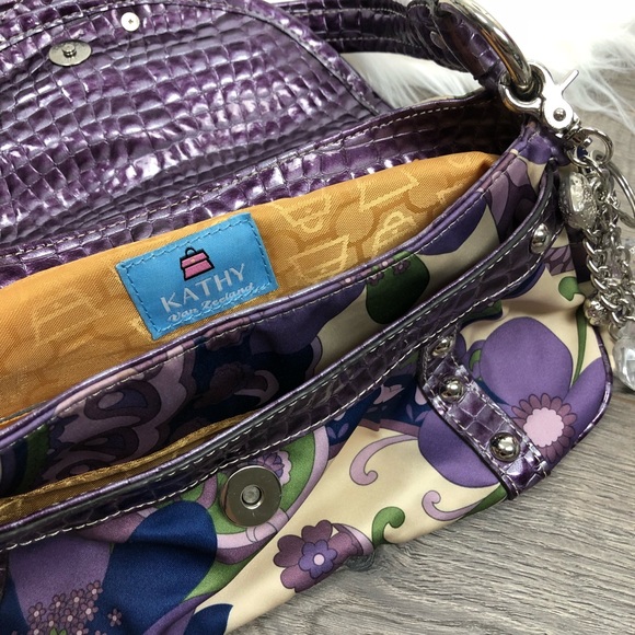 Kathy Van Zeeland | Bags | Kathy Van Zeeland Purple Floral Handbag ...